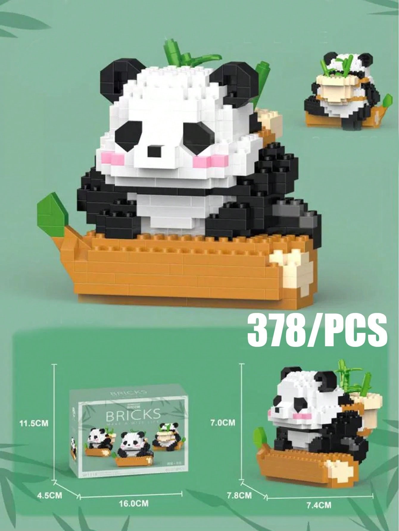 Nanoblock Mini Building Blocks Panda Shaped Toy, Panda Decor, Desktop ...