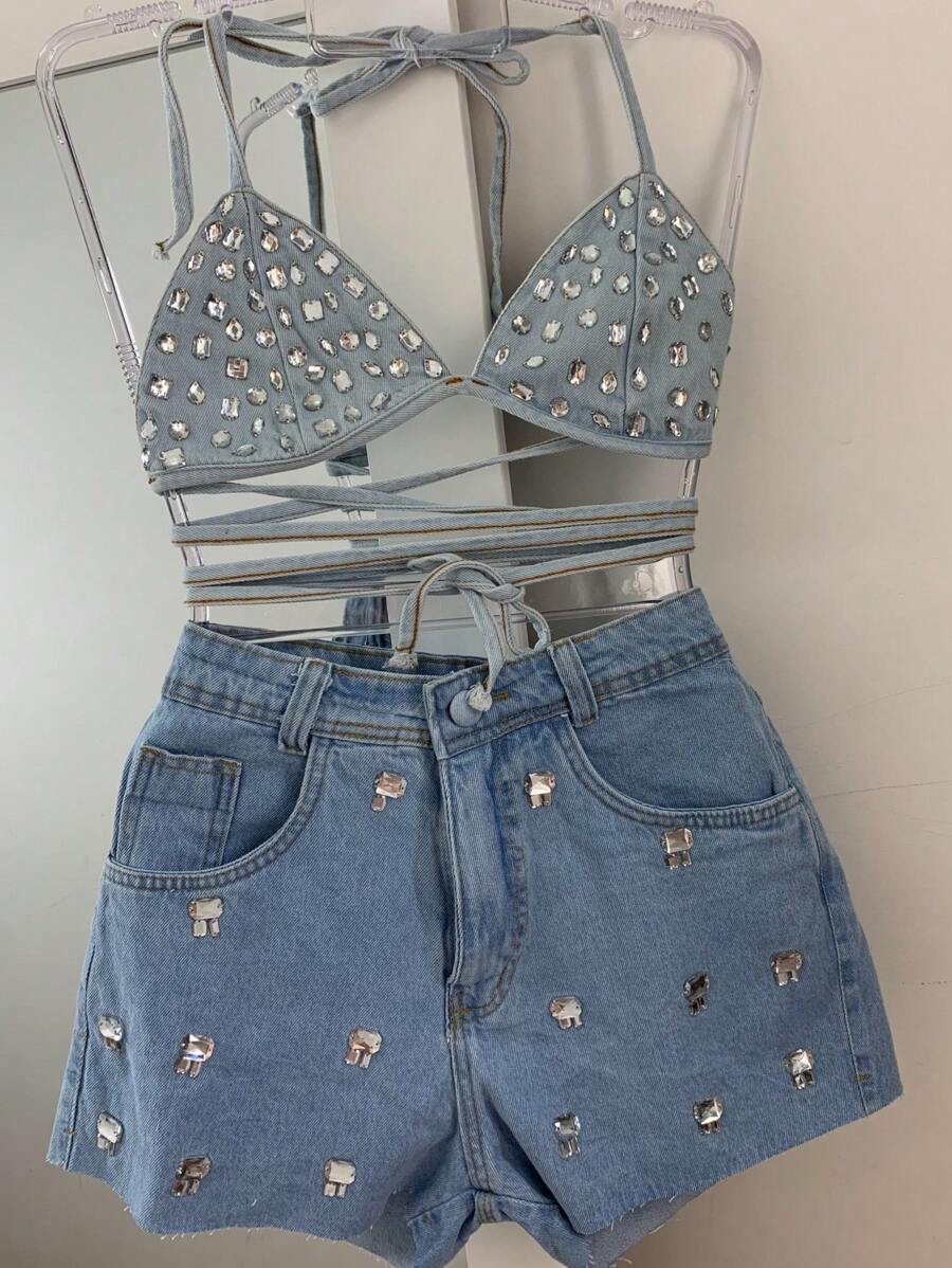 JANE FINE 050 conjunto jeans feminina com bordado com bolsa com brilho ...