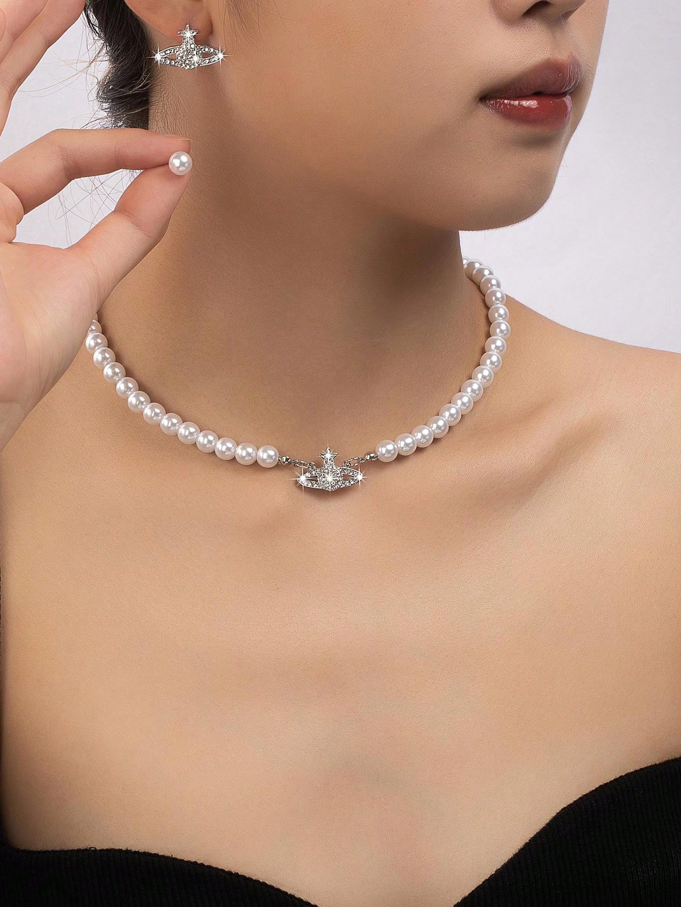 5 Pièces/set Ensemble De Collier À Design De Planète Incrusté De ...