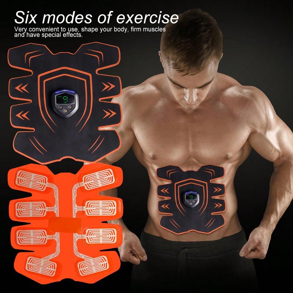 Smart EMS Technology Abdominal Muscle Massager Rechargeable ABS Muscle Stimulator 6 Modes 9 ...