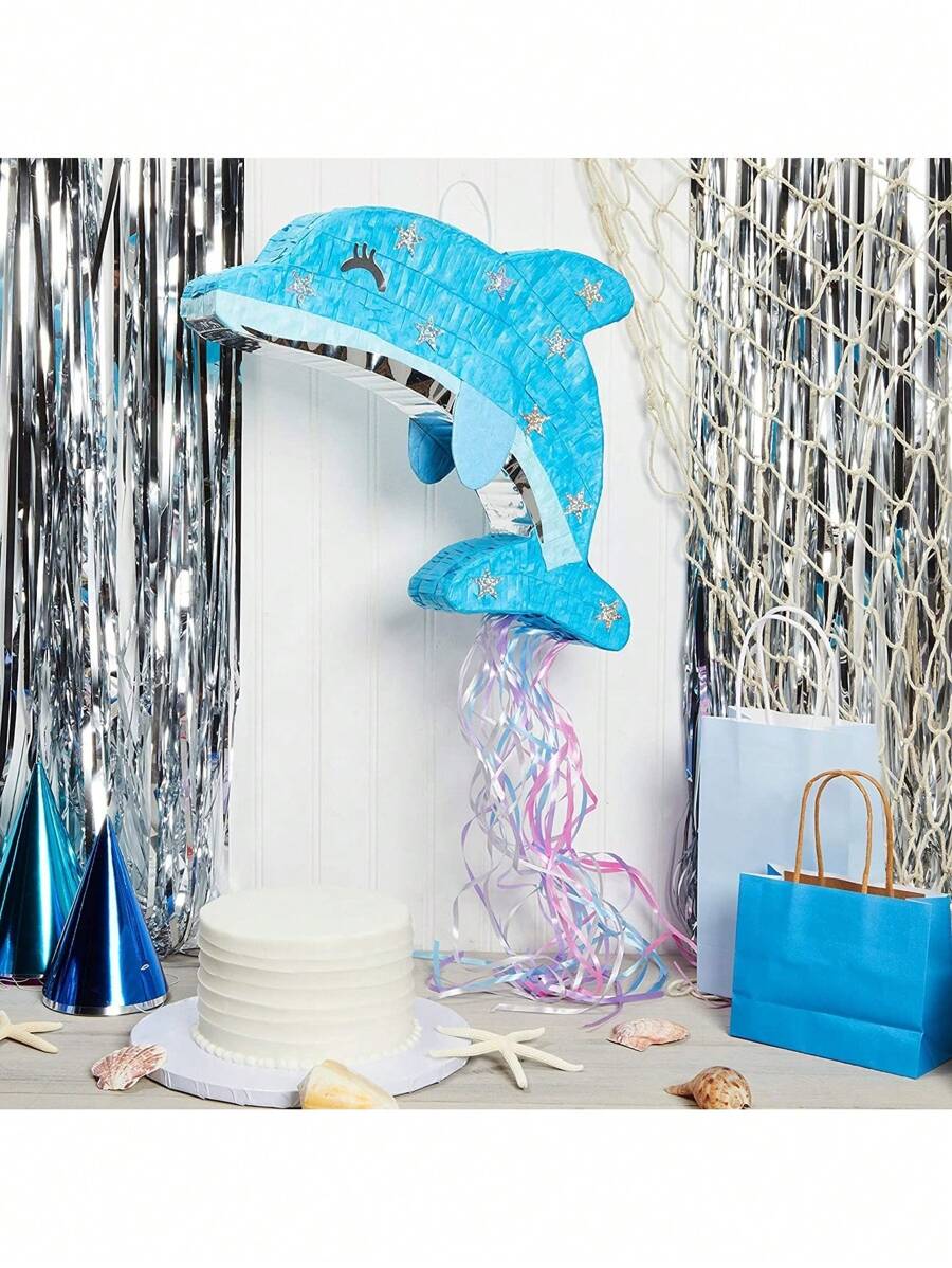 Pull Pinata For Birthday Party, Small Dolphin (13 X 16.5 X 3 In ...