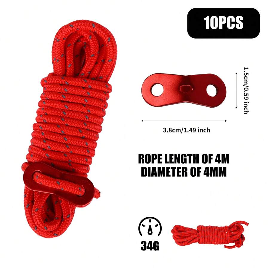 10Pcs Reflective Tent Guy Ropes, 4mm Guy Ropes Tent Guy Line Light ...