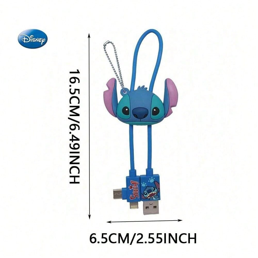 Disney Officially Licensed Stitch USB Data Cable - Functional Keychain ...