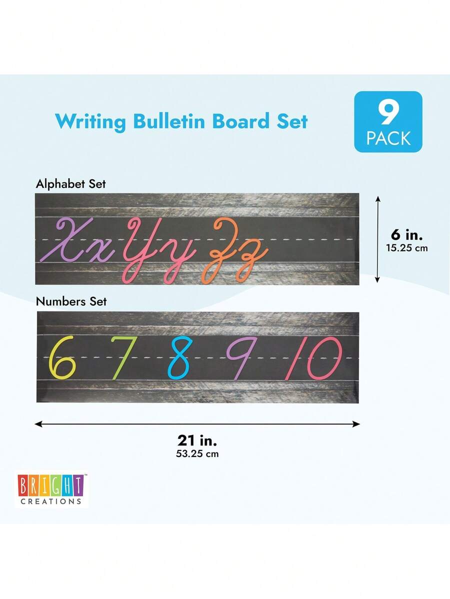 Cursive Alphabet Wall Strip, Numbers Bulletin Board Borders For ...