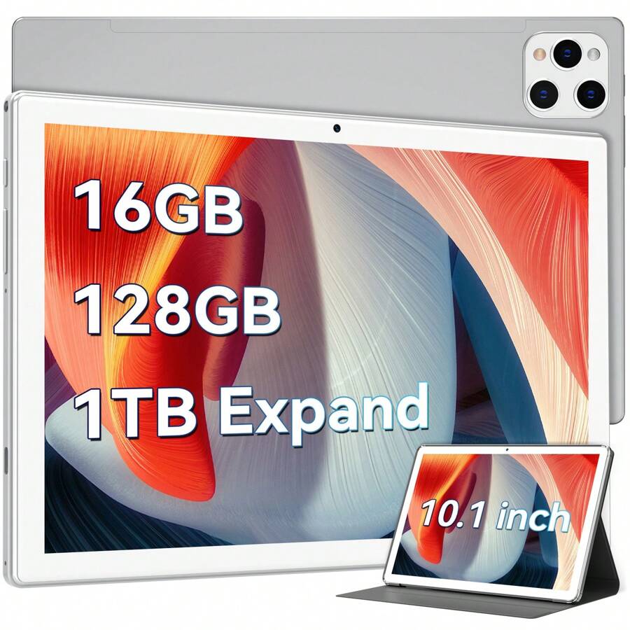10 Inch Android Tablet, 2024 Newest Android 12 Tablet 128GB ROM+16GB RAM (8+8Virtual) +1TB TF ...