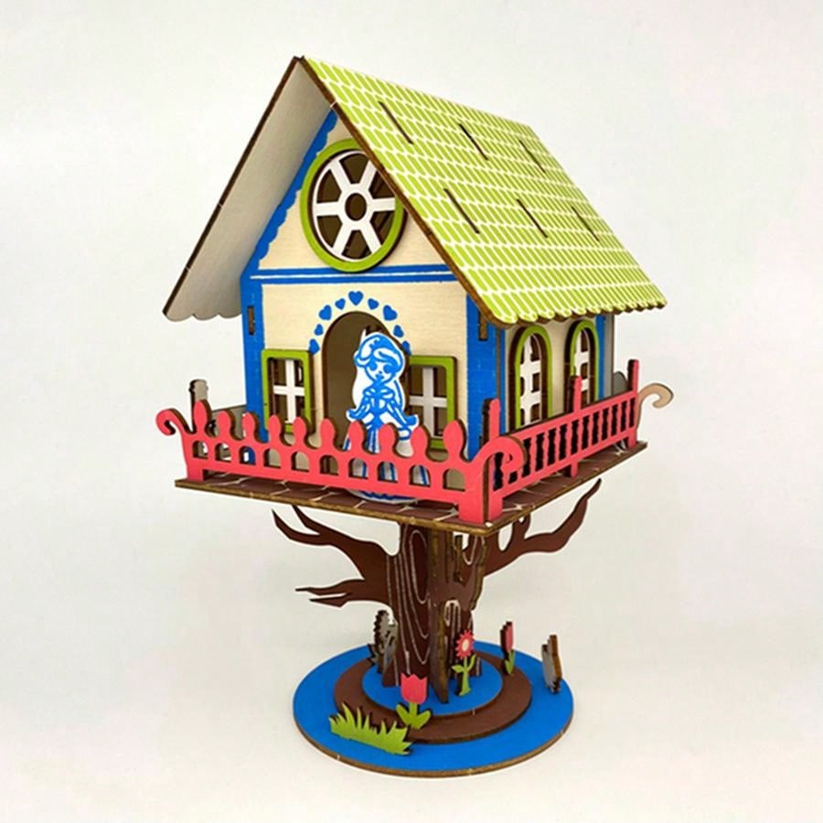 Wooden 3d Puzzle, Princess Tree House Building Model Kit, Diy Laser ...