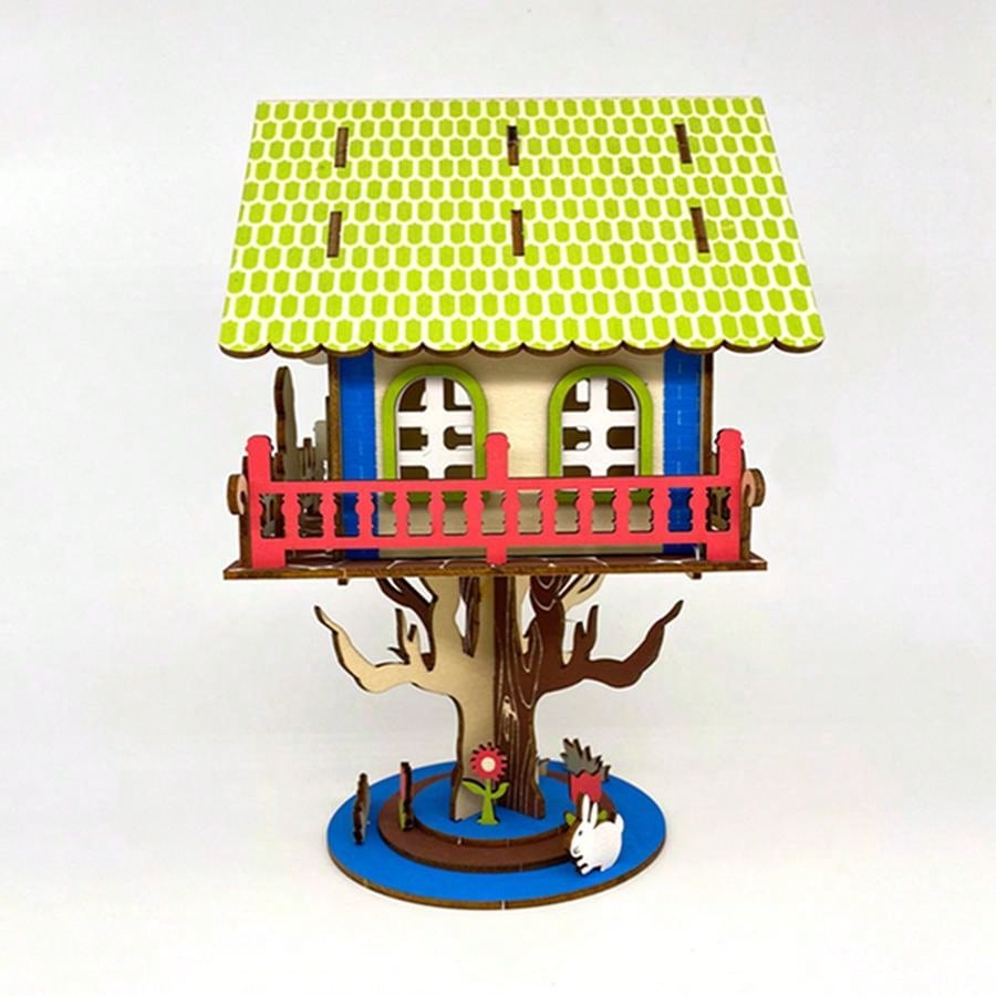 Wooden 3d Puzzle, Princess Tree House Building Model Kit, Diy Laser ...