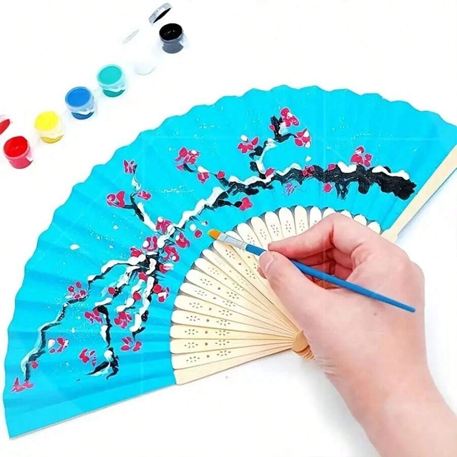 1pc Blank Paper Fan Diy Blank Fan Folding Fan Painting White Fan ...