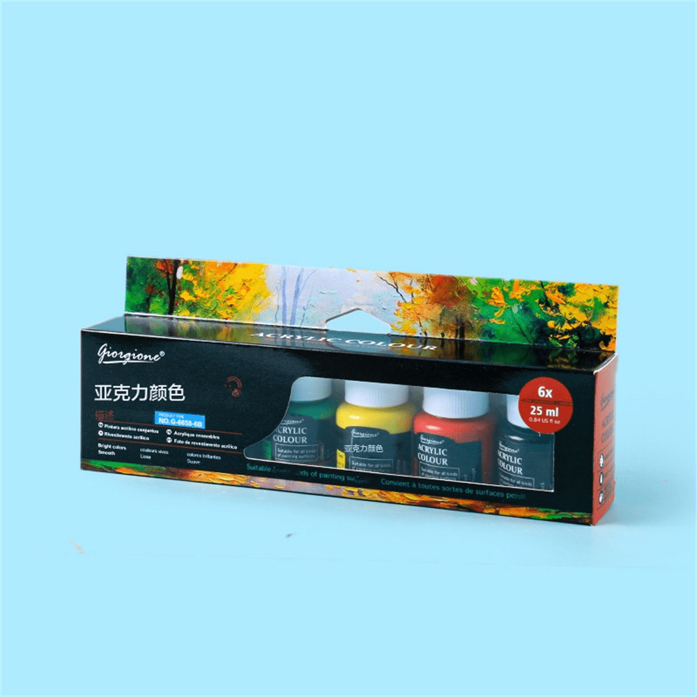6 Colors Paint Set 25ml For Acrylic, Watercolor, Gouache, Fabric, Glass ...