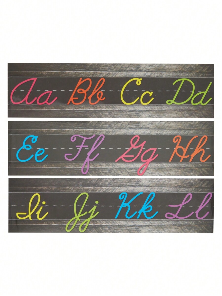 Cursive Alphabet Wall Strip, Numbers Bulletin Board Borders For ...