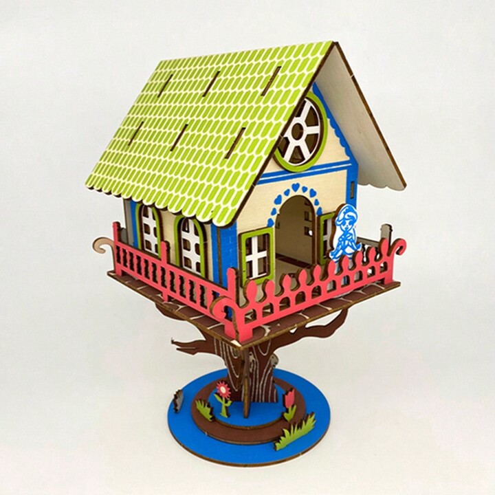 Wooden 3d Puzzle, Princess Tree House Building Model Kit, Diy Laser ...