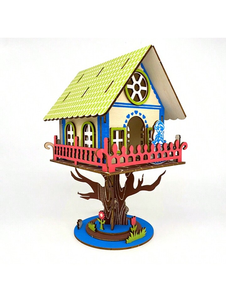 Wooden 3d Puzzle, Princess Tree House Building Model Kit, Diy Laser ...