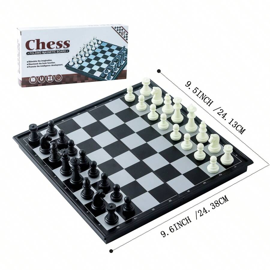 Magnetic Travel Chess Set With Folding Chess Board Portable Chess Set ...