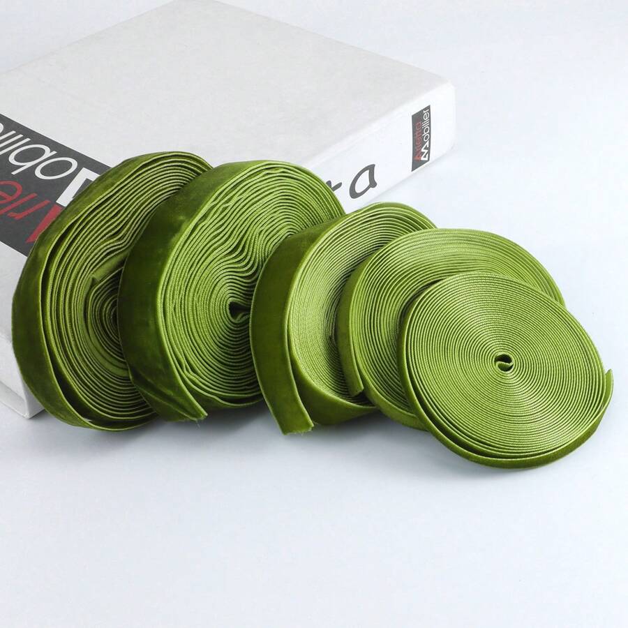 1pc 4.57m Long Olive Green Single-Sided Non-Elastic Colored Flocked ...
