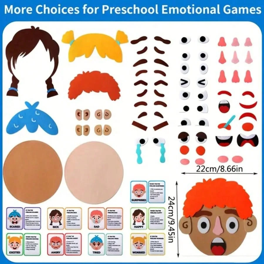 Magnetic Face Preschool Felt Toy,Face Felt Board For Social Emotional ...