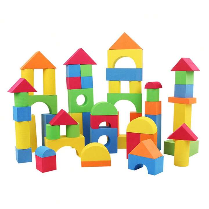 A Set Of 40 Foam Safety Building Blocks, Colorful Large-Particle Soft ...