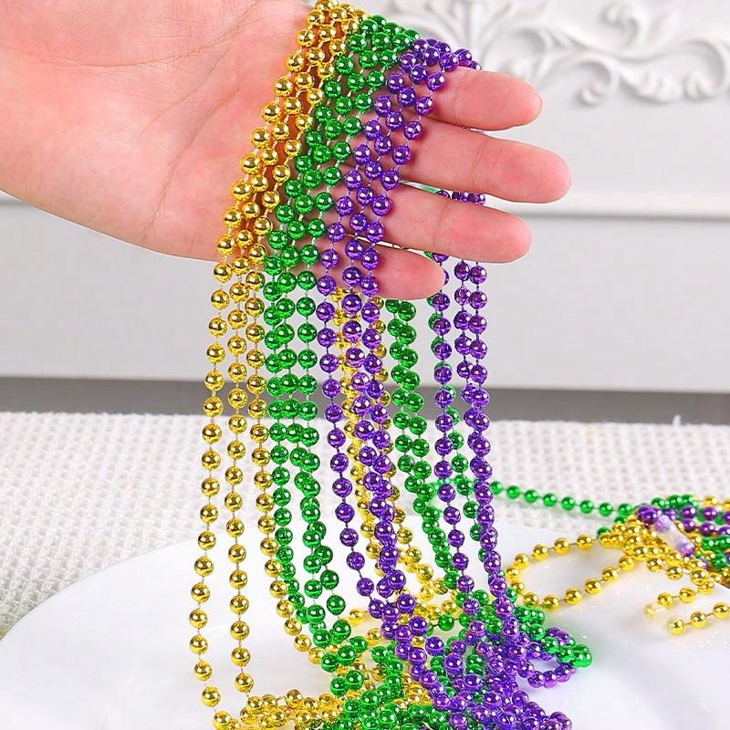 12pcs Mardi Gras Beaded Chain Necklace New Orleans Holiday Party ...