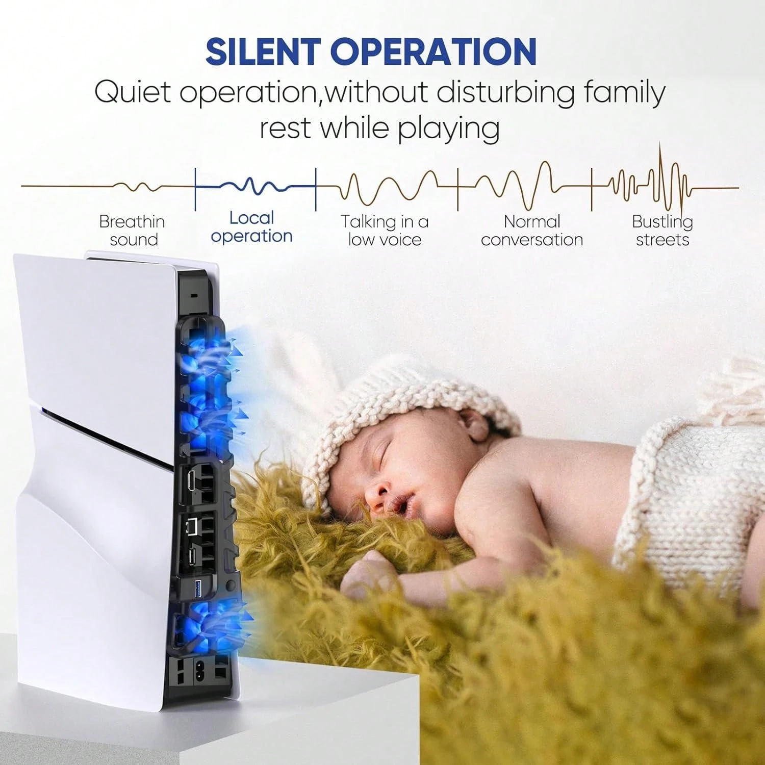 DOBE TP5-3538 Black Rear Blue Light Cooler, Cooling Fan With USB Output Port Compatible With PS5 ...