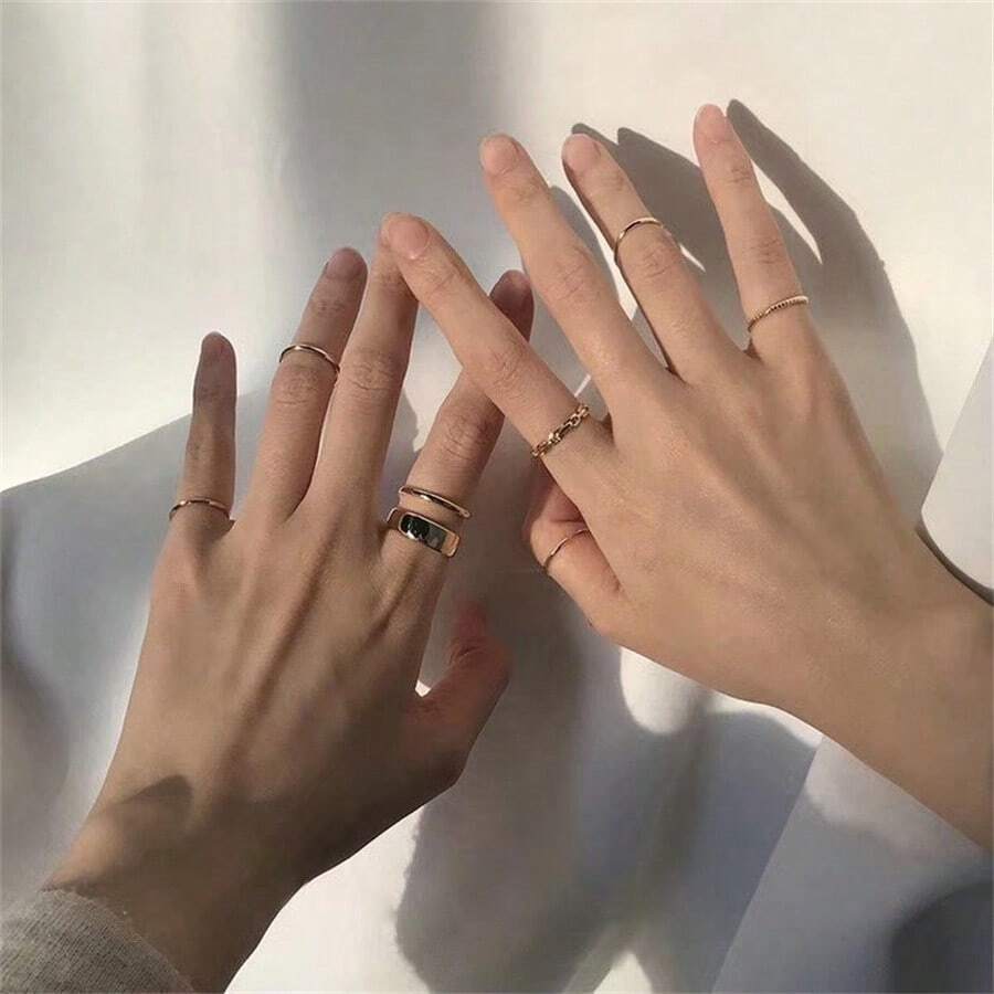 7pcs/Set Simple & Cool Rings Collection For Women, Including Non-Fading ...