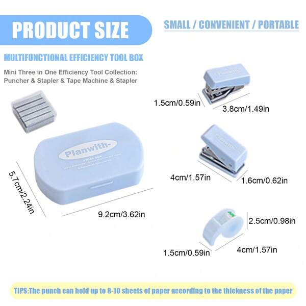 Mini Strip Stapler Portable Stapler 12 Sheet Capacity, 3 In 1 Multi ...