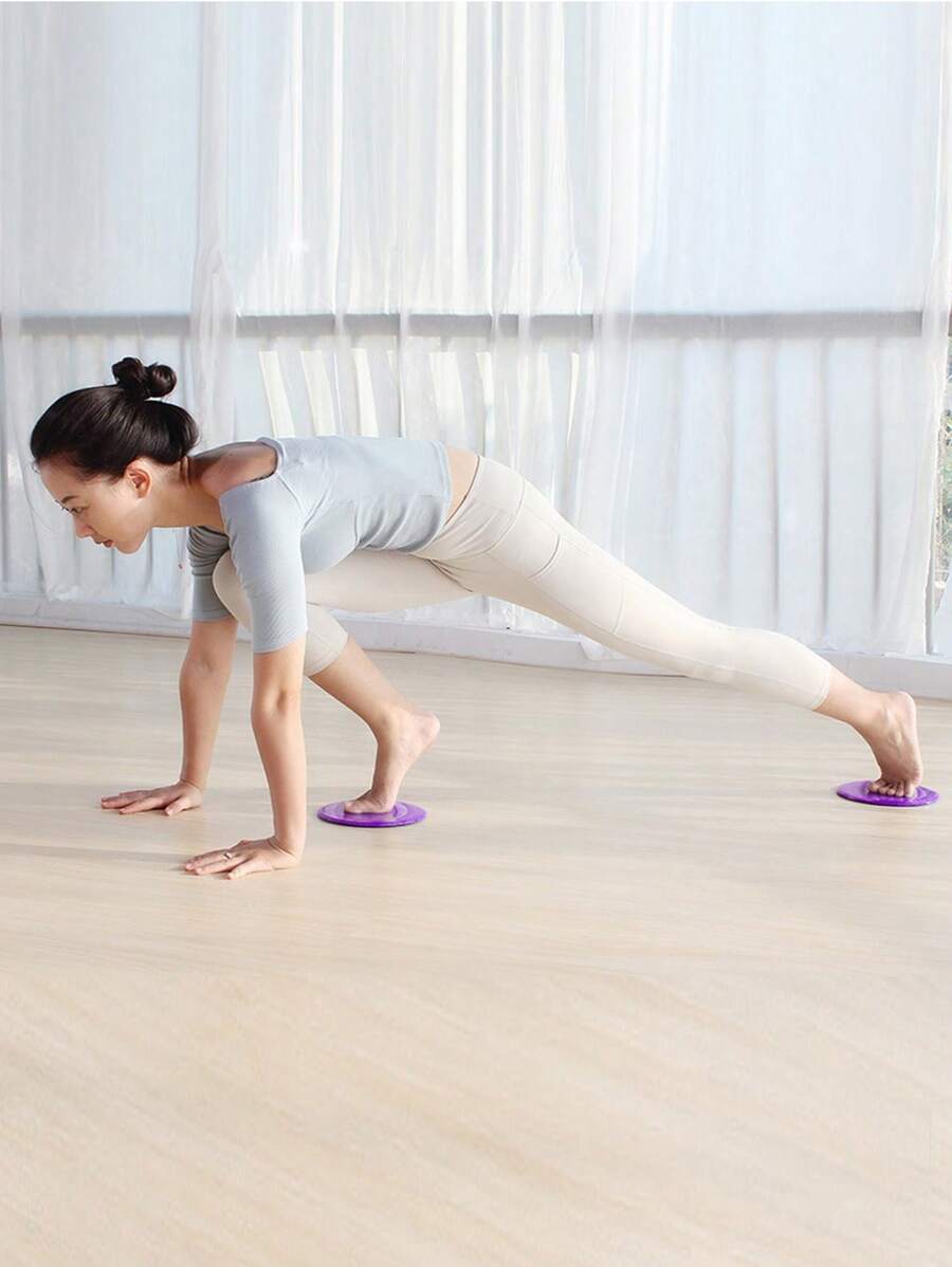 Purple 2-Pack Sliding Disc Yoga Abdominal Muscle Fitness Foot Sliding ...