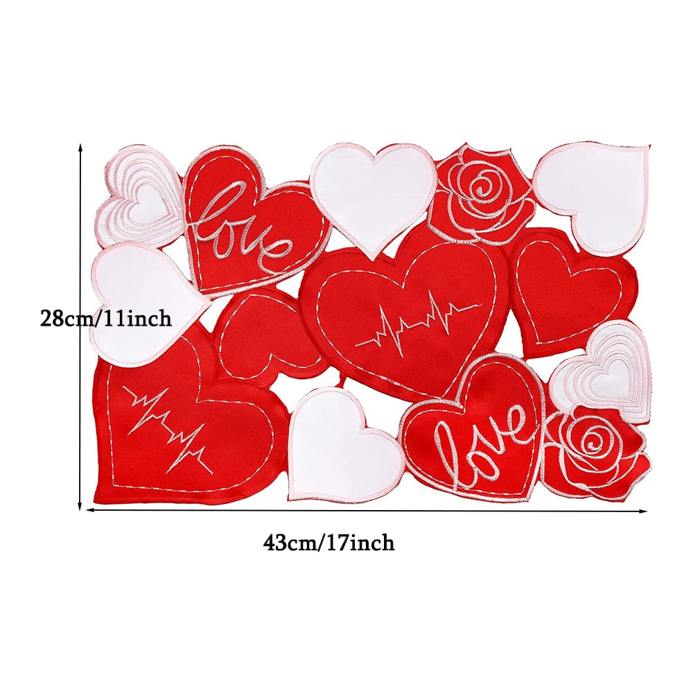 1pc Embroidered Heart Table Placemats, Valentine'S Day Placemats ...