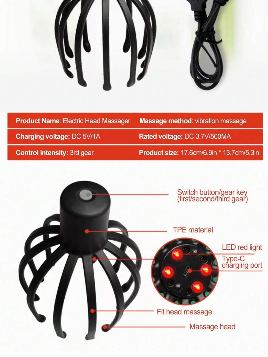 Intelligent Electric Octopus Head Massager Soul Extraction, Head ...