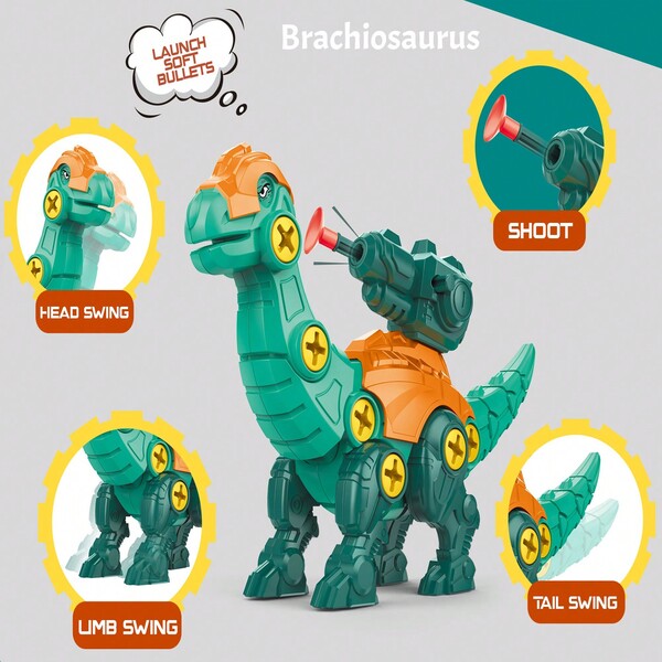 1pc Dinosaur Building Kit, Detachable And Comes With Assembly Tools ...