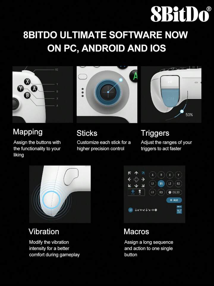 8Bitdo Ultimate Controller Compatible With Switch, PC Windows And Steam ...