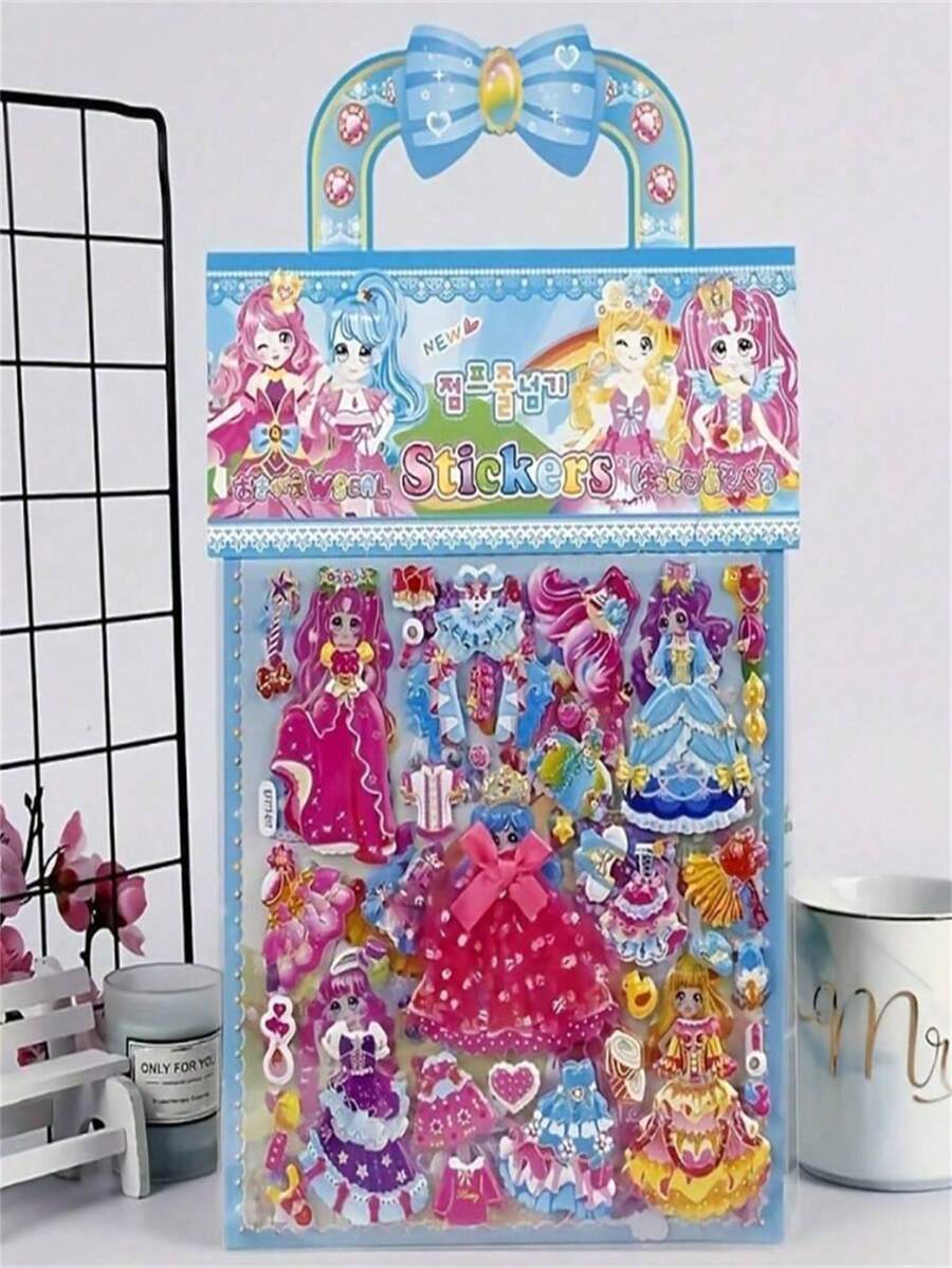 1pc Sticker Activity Books Set, Dress-Up, 3D Stickers Dress Up Doll ...