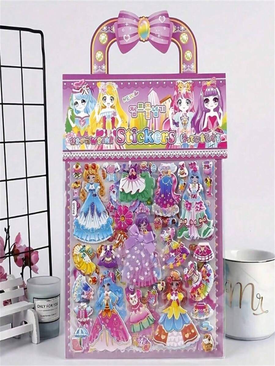 1pc Sticker Activity Books Set, Dress-Up, 3D Stickers Dress Up Doll ...