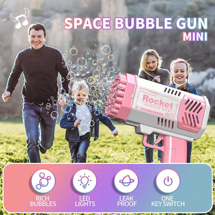 Mini 40-Hole Rocket Bubble Gun With Sound And Light For Kids, Summer ...