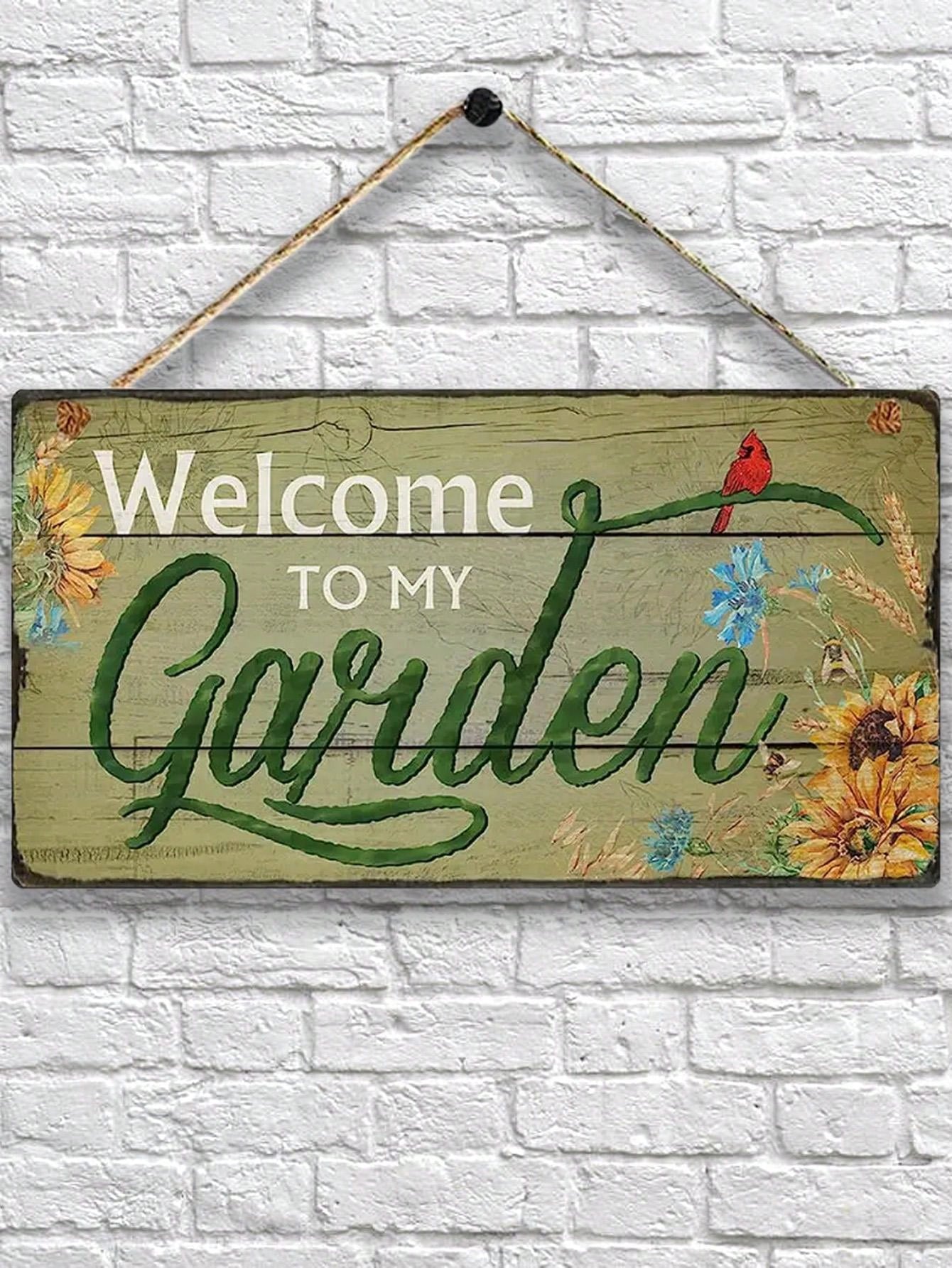 1pc Rustic Garden Signs Vintage Welcome To My Garden Hanging Plaque ...