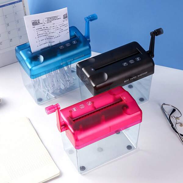 Manual Office/Home Mini Paper Shredder, Portable Hand-Cranked A6 ...