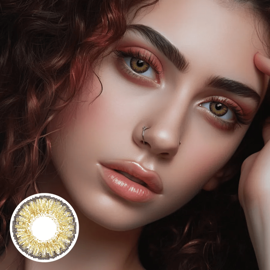 1Pair Fresh Three Tone Pure Hazel Colored Cosmetic Contact Lenses For ...