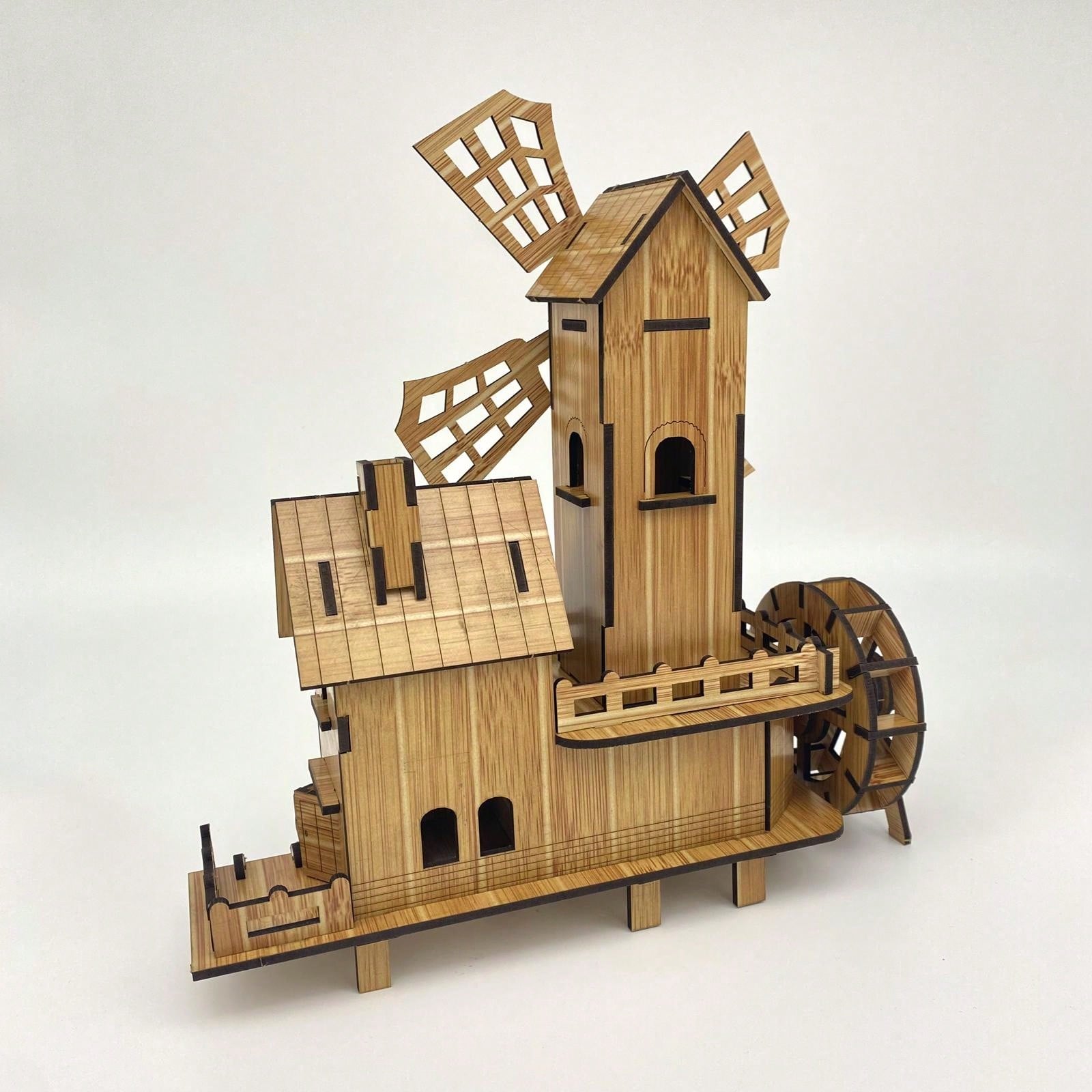 Diy Wooden 3d Puzzle, Building Model Windmill House, Laser Cutting ...