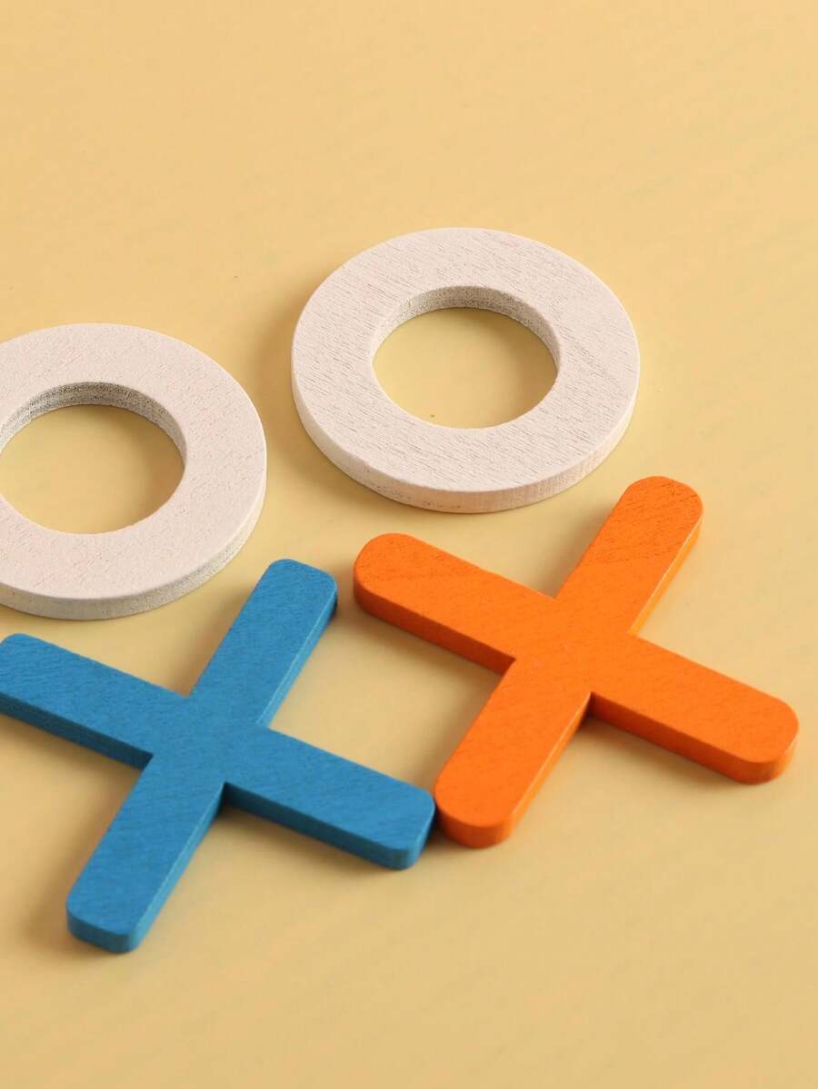 9 Pieces Premium Solid Wooden Tic Tac Toe Board Game, Perfect For ...