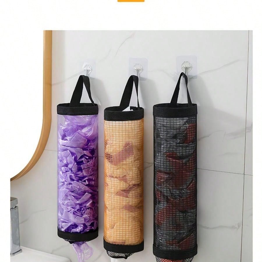 Home Grocery Bag Holder Wall Mount Plastic Bag Holder Dispenser Hanging ...