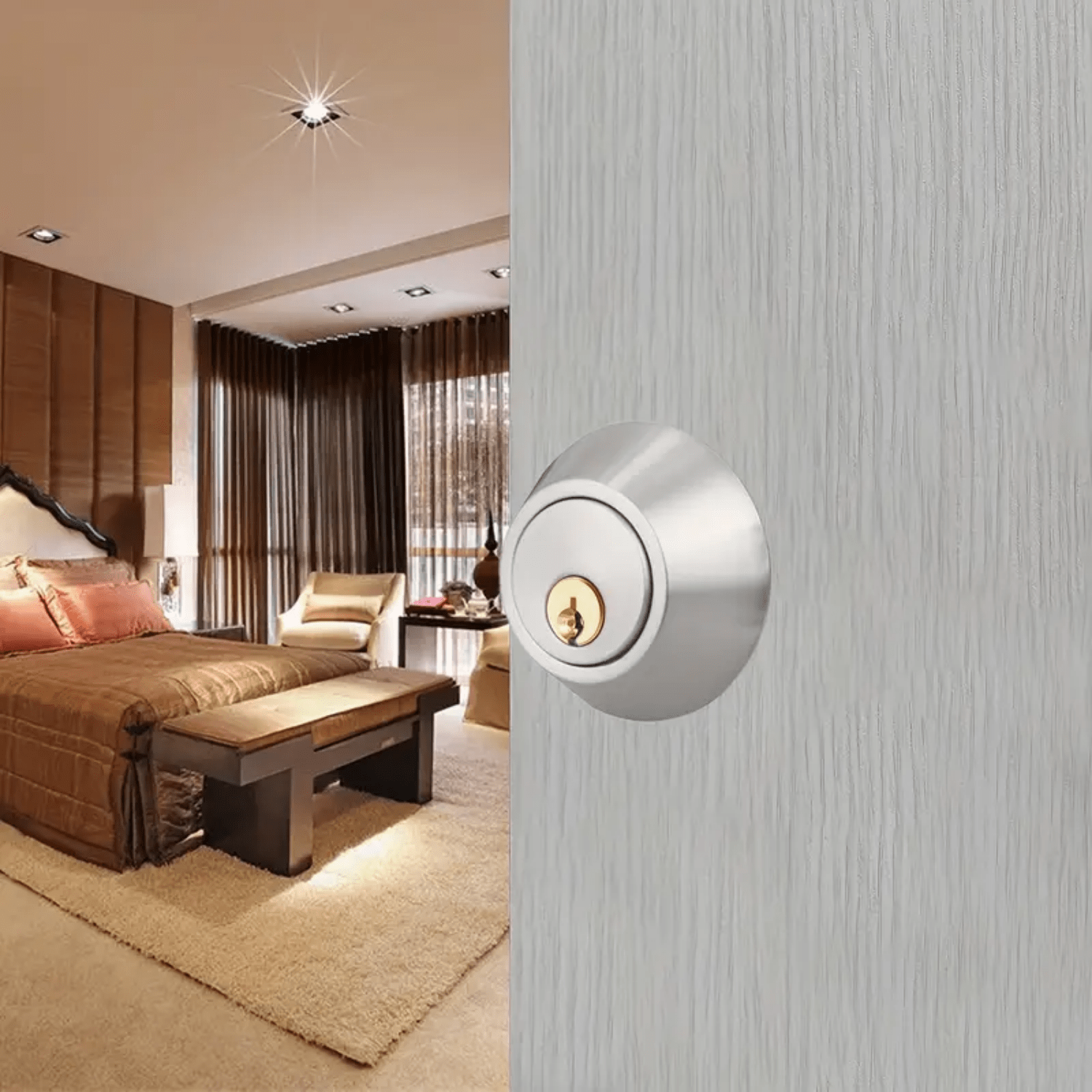 1pc Door Lock Key, Deadbolt One Side Front Entry Door Locks, Stainless ...