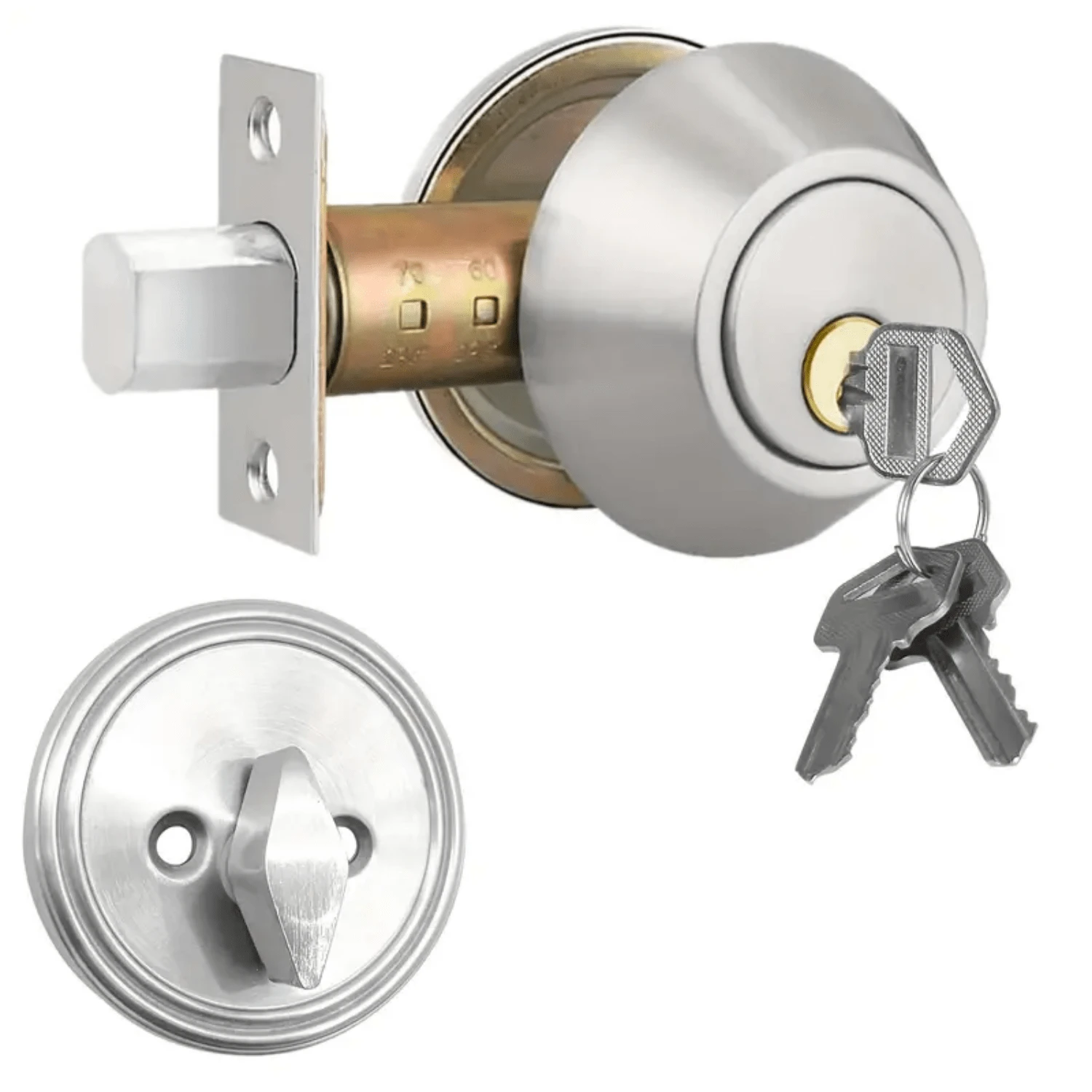 1pc Door Lock Key, Deadbolt One Side Front Entry Door Locks, Stainless ...
