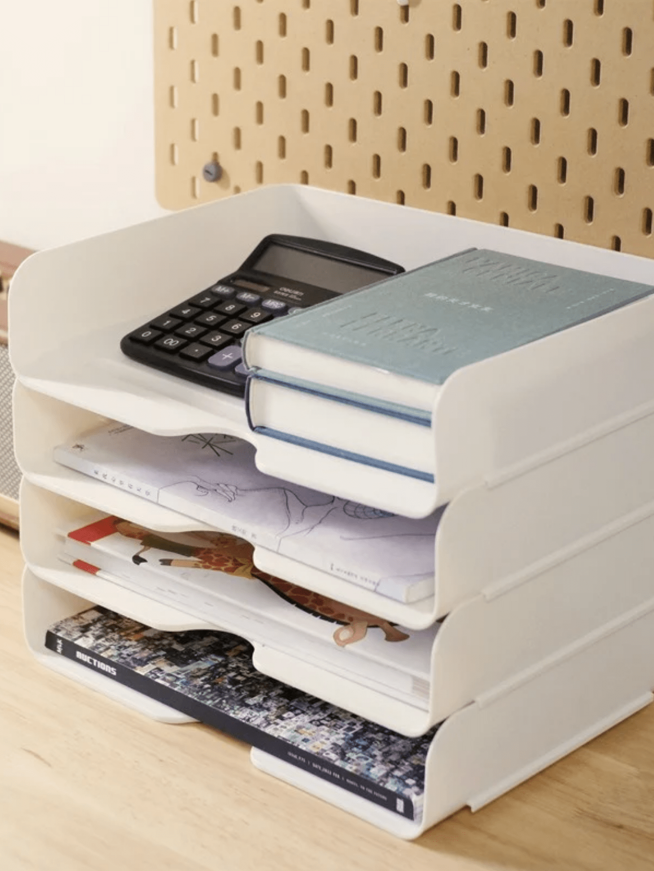 1pc White Stackable A4 Paper File Storage Box For Desk Organization ...