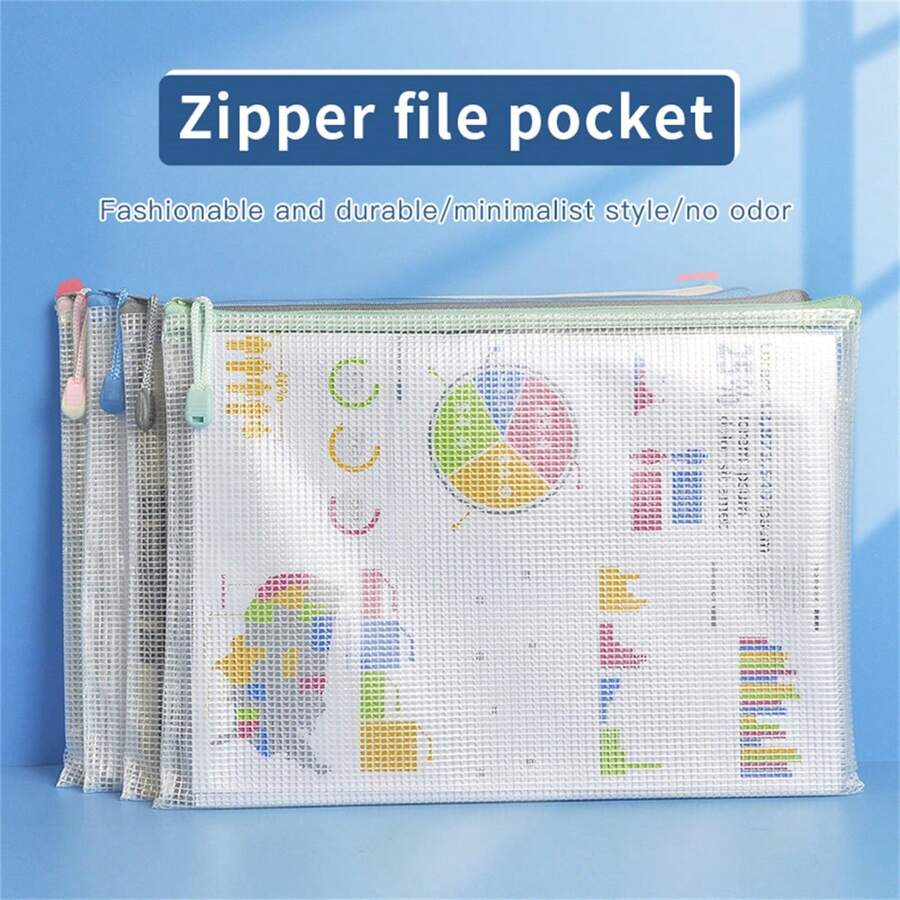 WUQIANNIAN Waterproof A4 Zipper File Bag 5PCS/10pcs Reusable Multi ...