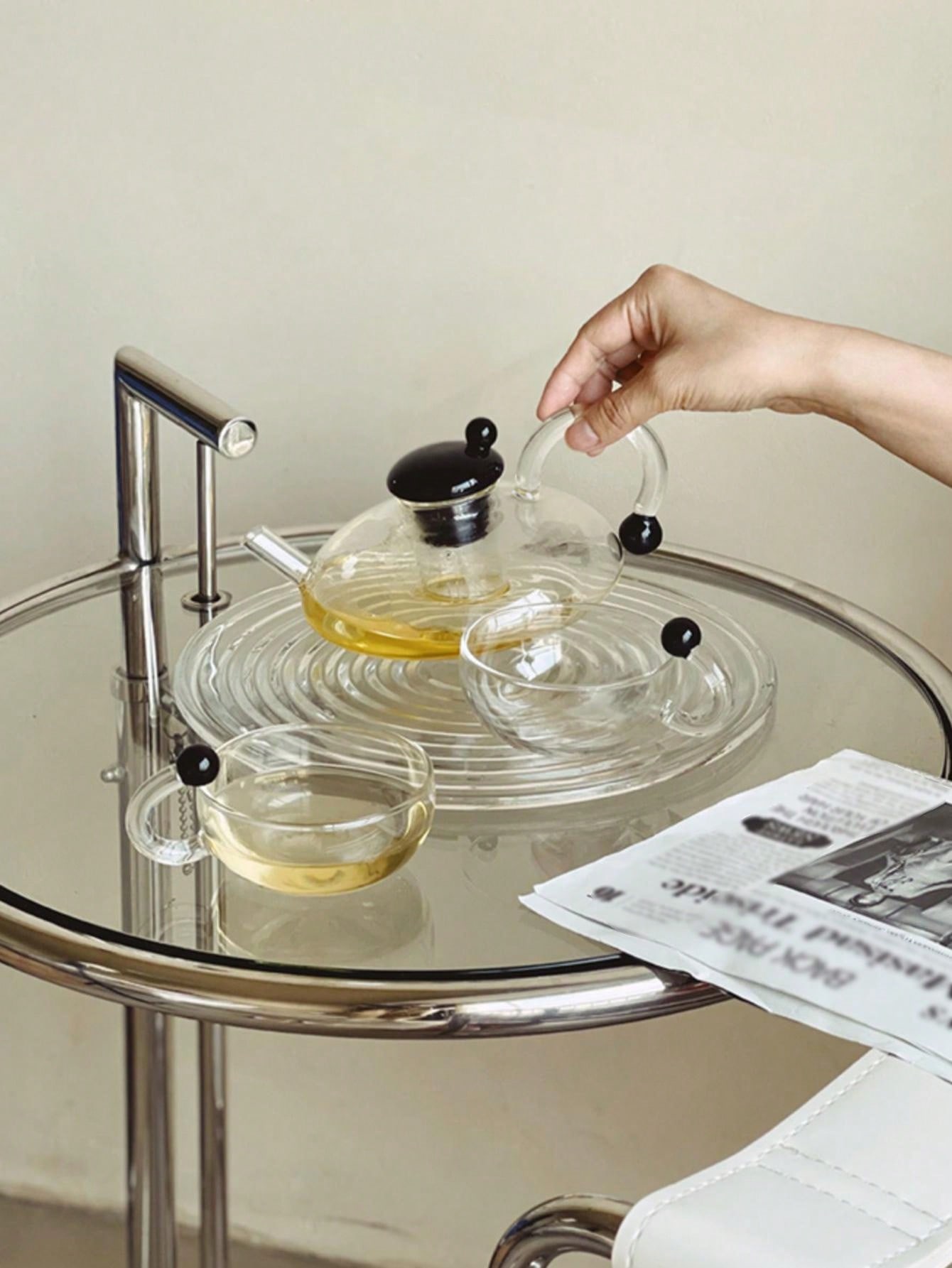 1pc High-End Glass Tea Pot For Afternoon Tea, Vintage Style For Fruit ...