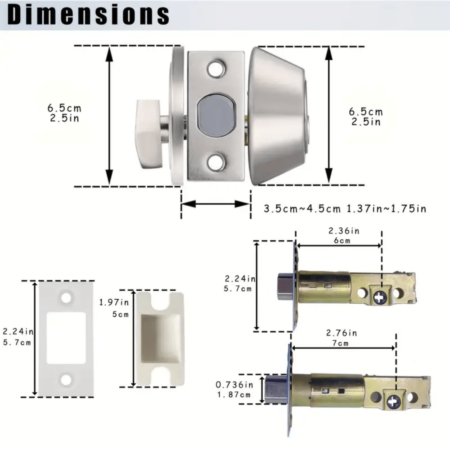 1pc Door Lock Key, Deadbolt One Side Front Entry Door Locks, Stainless ...