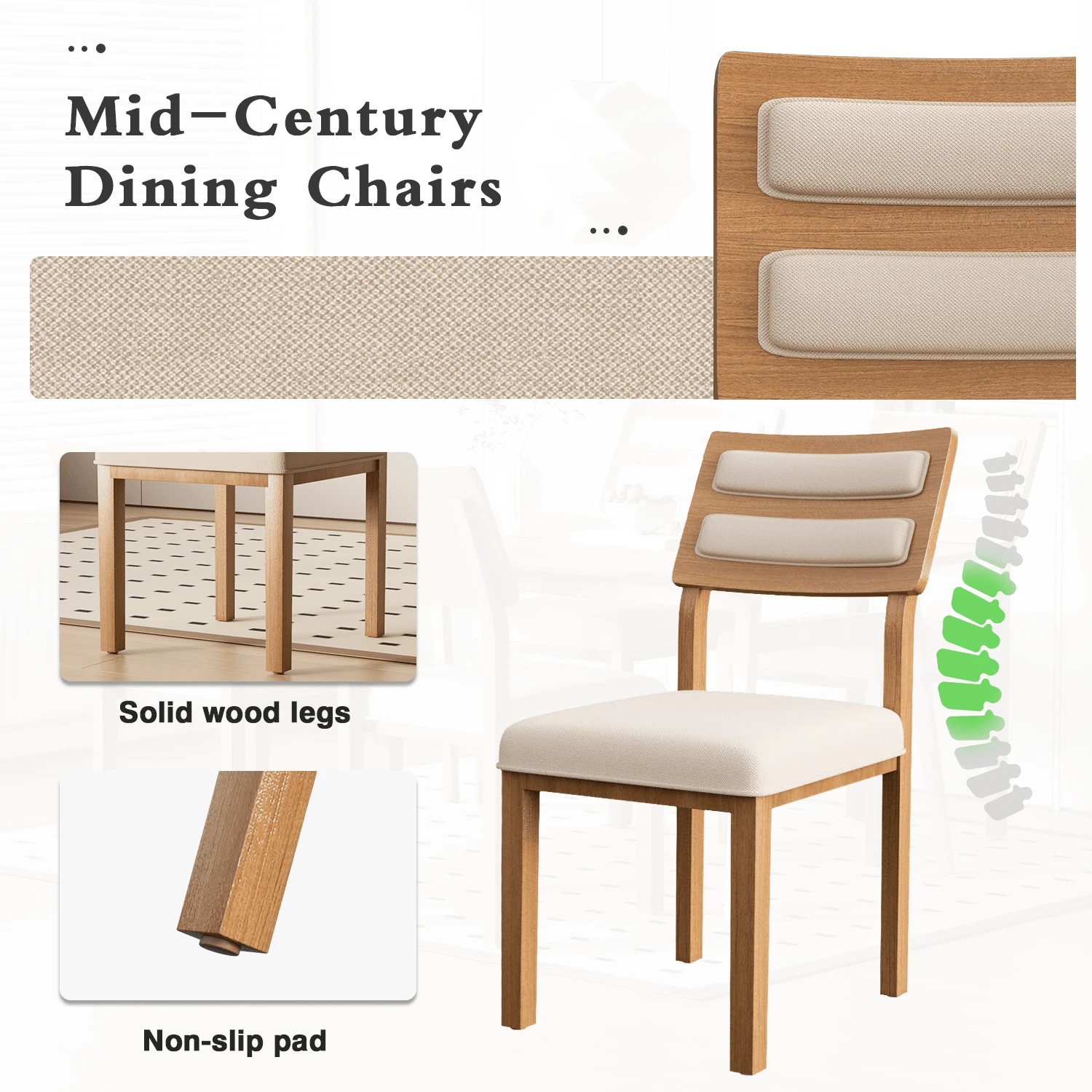 Furmax Solid Oak Wood Dining Room Chairs For Dining Room, Kitchen ...