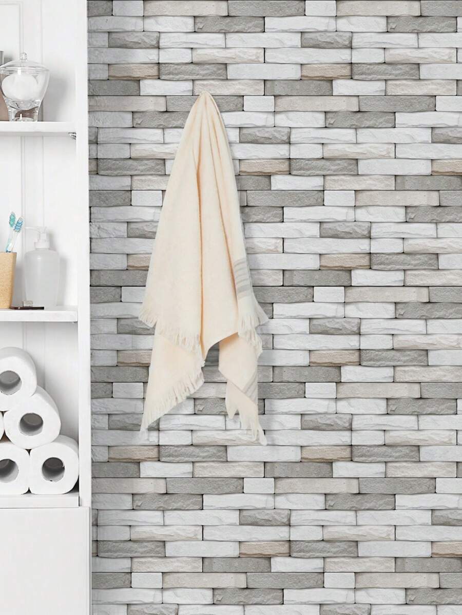 1/9pcs Decorative Faux Stone Tile Stickers, Self Adhesive Peel And ...