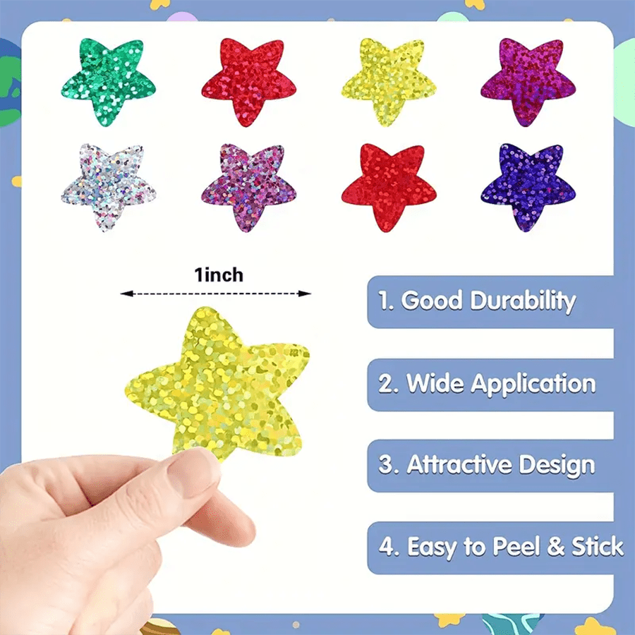 500pcs Rainbow Kids' Star Stickers, Aluminum Foil Star Shaped Reward ...