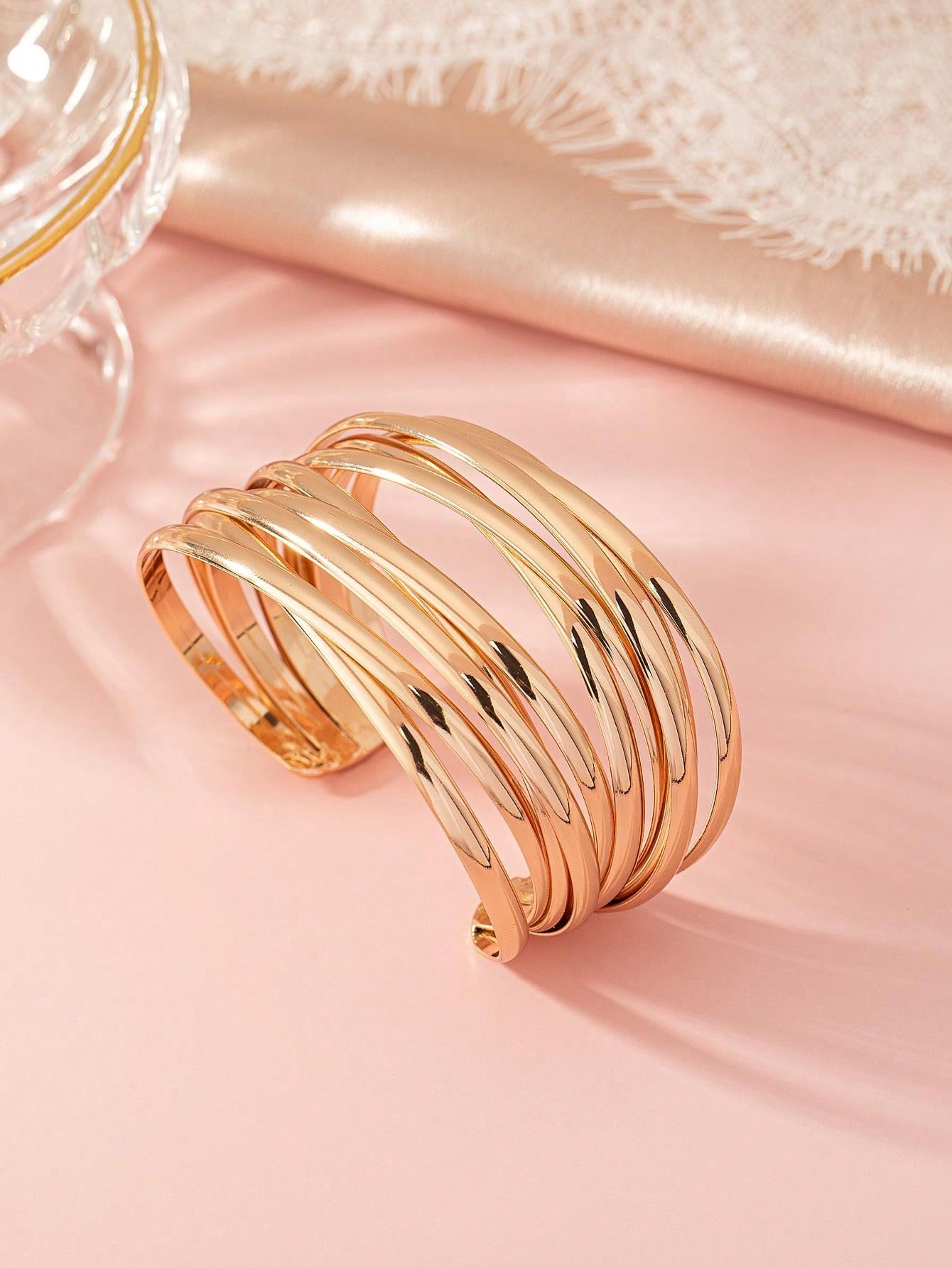Minimalist Layered Cuff Bangle | SHEIN USA