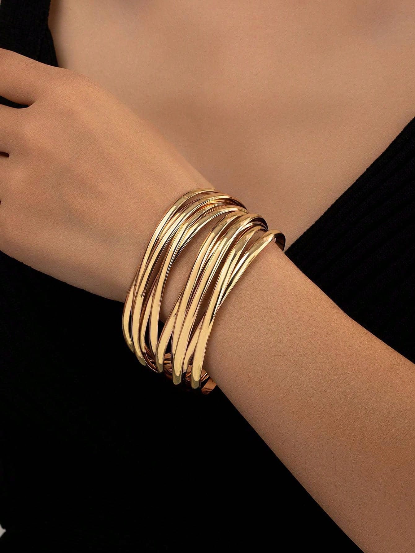 Minimalist Layered Cuff Bangle | SHEIN USA