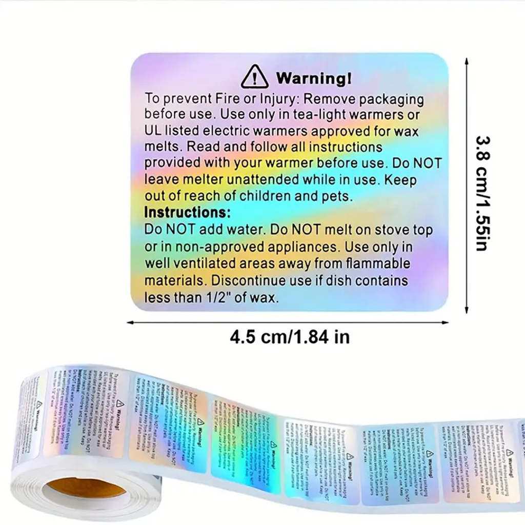 500 Pieces 1.8 X 1.5 Inches White Wax Melt Warning Labels Candle ...